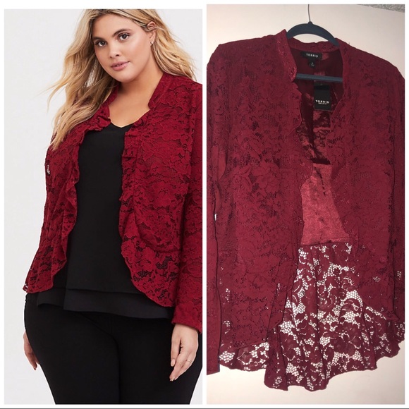 torrid | Jackets & Coats | Torrid Red Lace Peplum Military Jacket ...